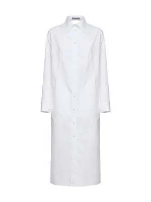 Balenciaga White Poplin Draped Back Shirt Dress - Multicolor