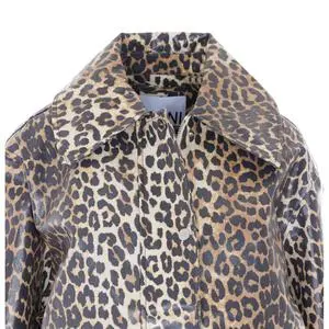 GANNI Laminated Leopard Jacket