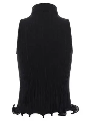 Fendi Ruffled Ribbed Jersey Top - Black