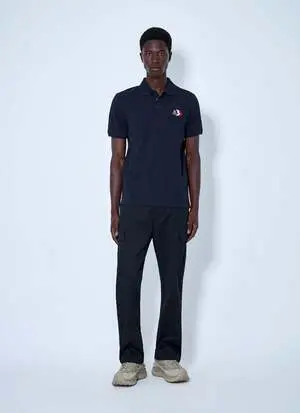 Moncler Polo Shirt With Embroidered Logo - Blue