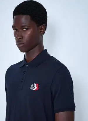 Moncler Polo Shirt With Embroidered Logo - Blue