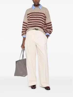 Brunello Cucinelli Cotton Wide-leg Trousers - Multicolor