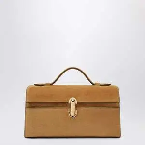 Savette Light Brown Suede Symmetry Pouch - Cream