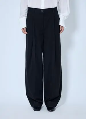 TOTEME Single Pleat Cotton Trousers - Black