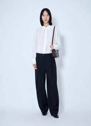 TOTEME Single Pleat Cotton Trousers - Black