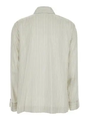 Fendi White Shirt With Point Collar And Asymmetrical Closure In Silk - Multicolor