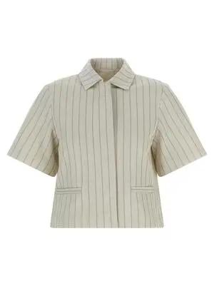 Max Mara Pinstripe Cotton Jersey Jacket - Cream