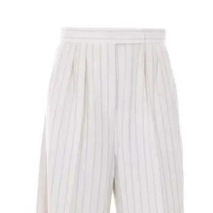 Max Mara Striped Flare Trousers - White
