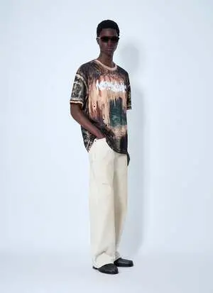 Acne Studios Paint-splatter Wide-leg Denim Jeans