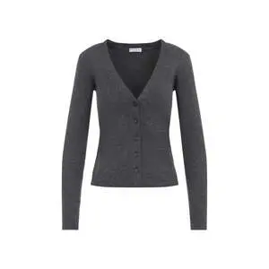 Brunello Cucinelli Lurex Cashmere Cardigan - Gray