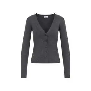 Brunello Cucinelli Lurex Cashmere Cardigan - Gray