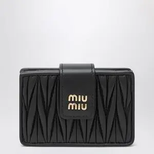 Miu Miu Card Holder In Matelasse Nappa Leather - Black
