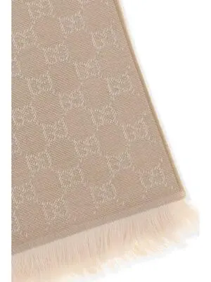 Gucci Gg Supreme Embroidered Wool Scarf - Cream