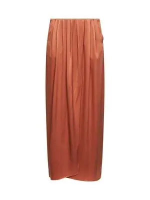 Giorgio Armani Orange Silk Long Wrap Skirt - Multicolor