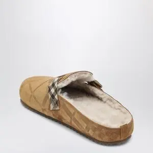 Burberry Urchin Clog In Shearling Check Jute