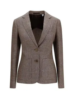 Burberry Single-breasted Wool And Linen Blazer - Brown