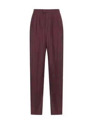 Saint Laurent Aubergine Silk Habutai Tailored Trousers - Multicolor