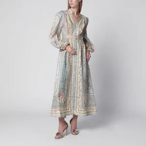 Zimmermann Roselight Midi Dress In Floral Linen - Multicolor
