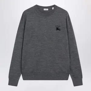 Burberry Grey Wool Crewneck Sweater - Gray