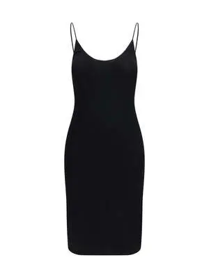 Saint Laurent Cassandre Open-back Ribbed-knit Dress - Black