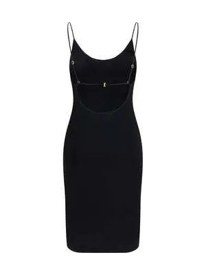 Saint Laurent Cassandre Open-back Ribbed-knit Dress