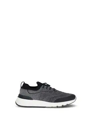 Brunello Cucinelli Techno Cotton Knit Sneakers Runners - Gray