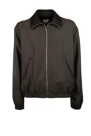 Bottega Veneta Leather Collar Bomber Jacket - Multicolor
