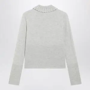Chloé Slim-fit Logo Wool Cardigan In Sweet Grey - Gray