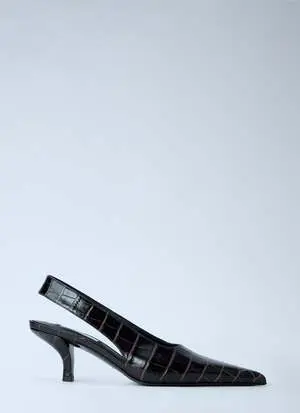 TOTEME Classic Croco-embossed Slingbacks - Black