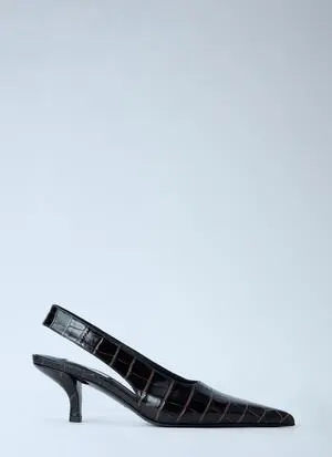 TOTEME Classic Croco-embossed Slingbacks - Black