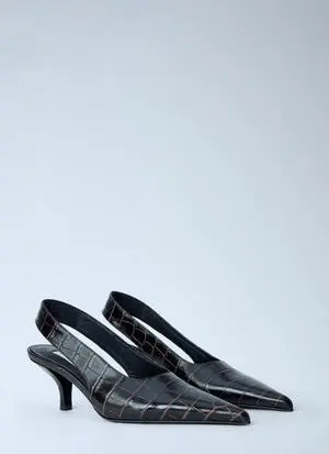 TOTEME Classic Croco-embossed Slingbacks - Black