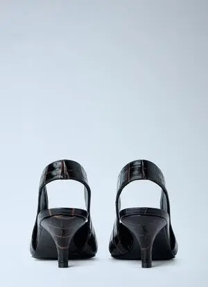 TOTEME Classic Croco-embossed Slingbacks - Black