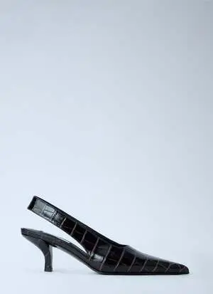 TOTEME Classic Croco-embossed Slingbacks - Black
