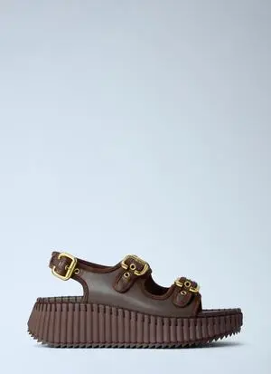 Chloé Nama Wedge Sandals - Brown