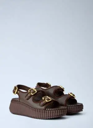 Chloé Nama Wedge Sandals - Brown