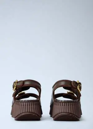 Chloé Nama Wedge Sandals - Brown