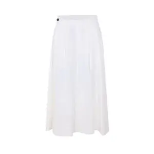 Brunello Cucinelli Monile Logo Midi Wide Skirt - White