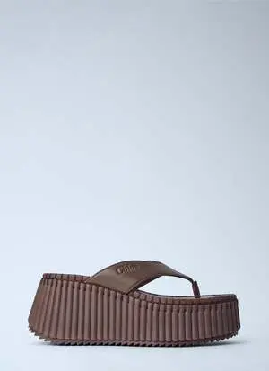 Chloé Nama Wedge Sandals - Brown