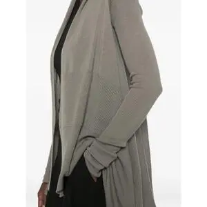Rick Owens Rws Virgin Wool Ribbed Asymmetric Cardigan