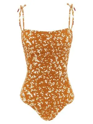 Kiton Off-the-shoulder Printed One-piece Swimsuit - Brown