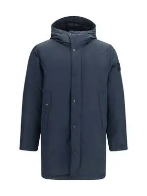 Stone Island Long Down Jacket - Blue