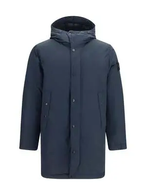 Stone Island Long Down Jacket - Blue