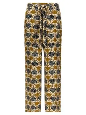 Max Mara Printed Silk Trousers - Yellow