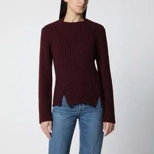 Victoria Beckham Ribbed Sweater In Dark Grey Wool And Cashmere - Black