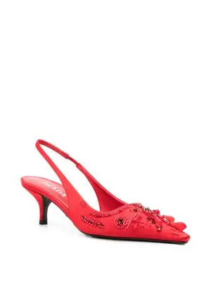Prada Embroidered Slingback Pumps - Multicolor