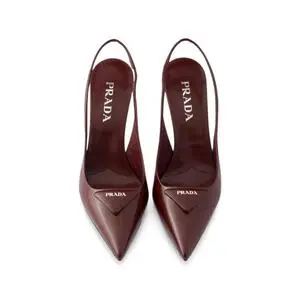 Prada Brushed Leather Pumps - Red