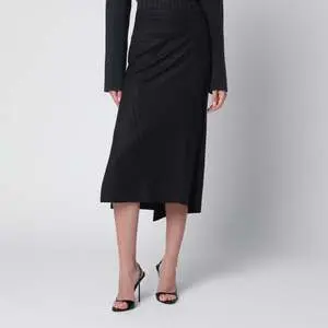 Victoria Beckham Pressed Midi Skirt In Dark Grey Wool And Mohair - Gray