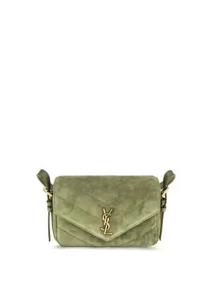 Saint Laurent Small Loulou Matelassé Suede Shoulder Bag - Green