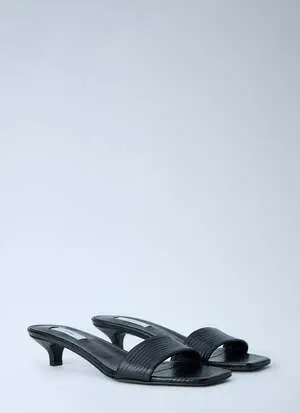 TOTEME Slim Lizard-embossed Sandals - Black