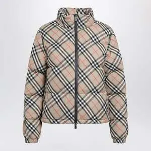 Burberry Sand Check Ambleside Down Jacket - Cream